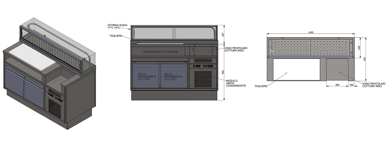 Sashimi Station Sushivitrine Sashimi-Station Sushivorbereitung Sushi ...